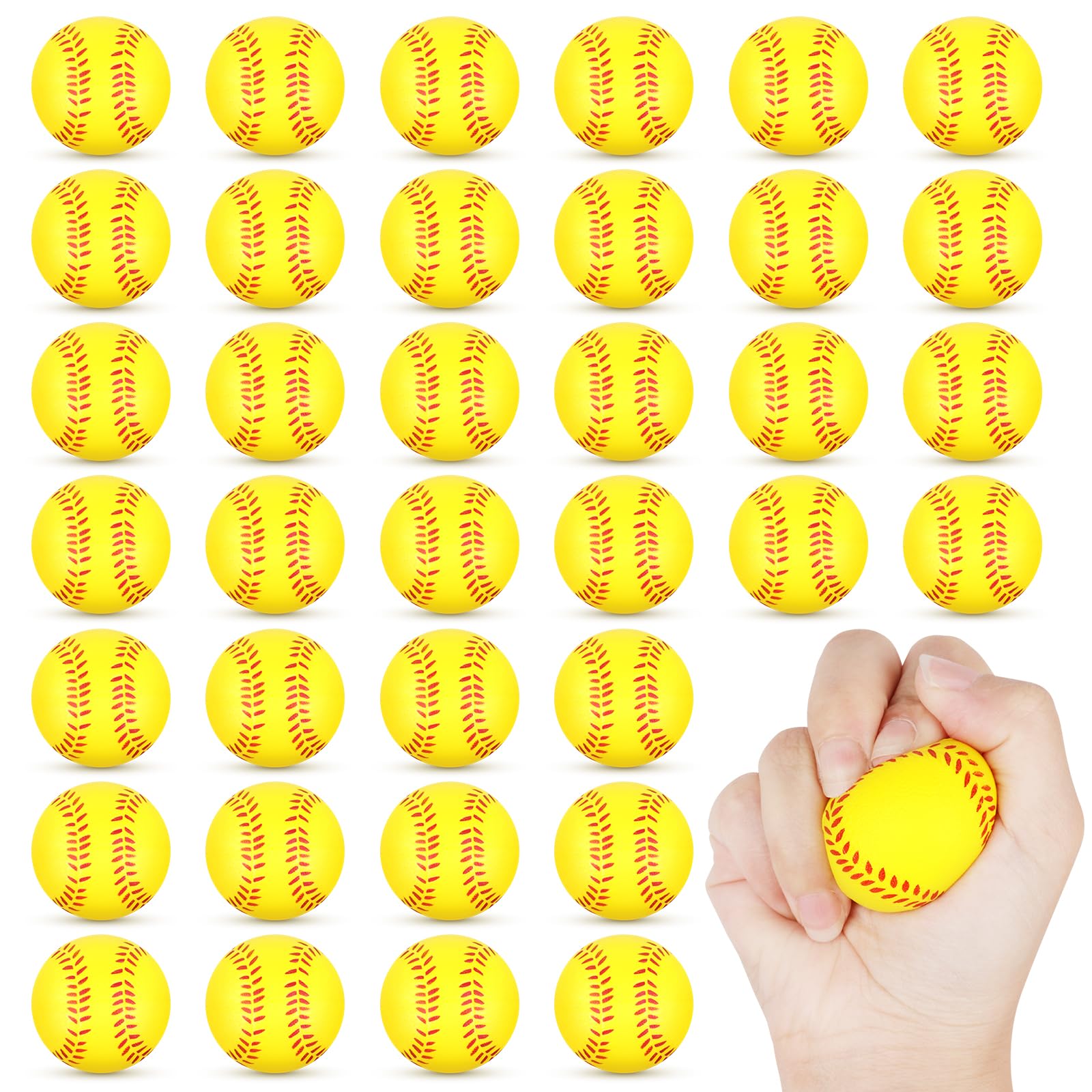 Mini Foam Softball Stress Ball 25 Pack Softball Party Favors Small Soft ...