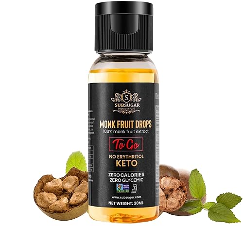 SubSugar Monkfruit Liquid Sweetener Drops no Erythritol Made with Monk ...