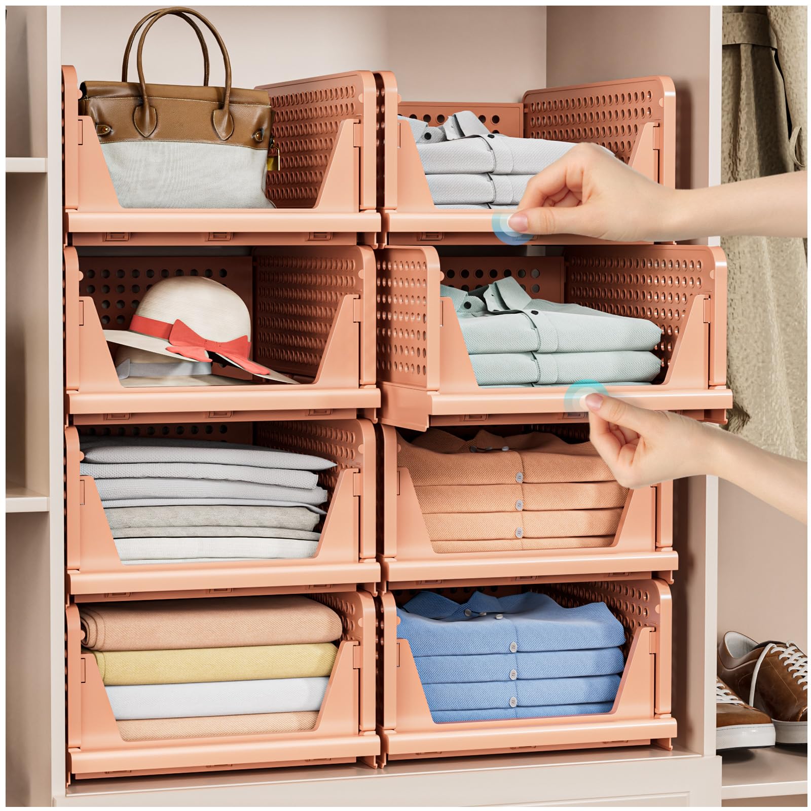 caktraie 5 Pack Folding Closet Organizers Storage Box, Stackable ...