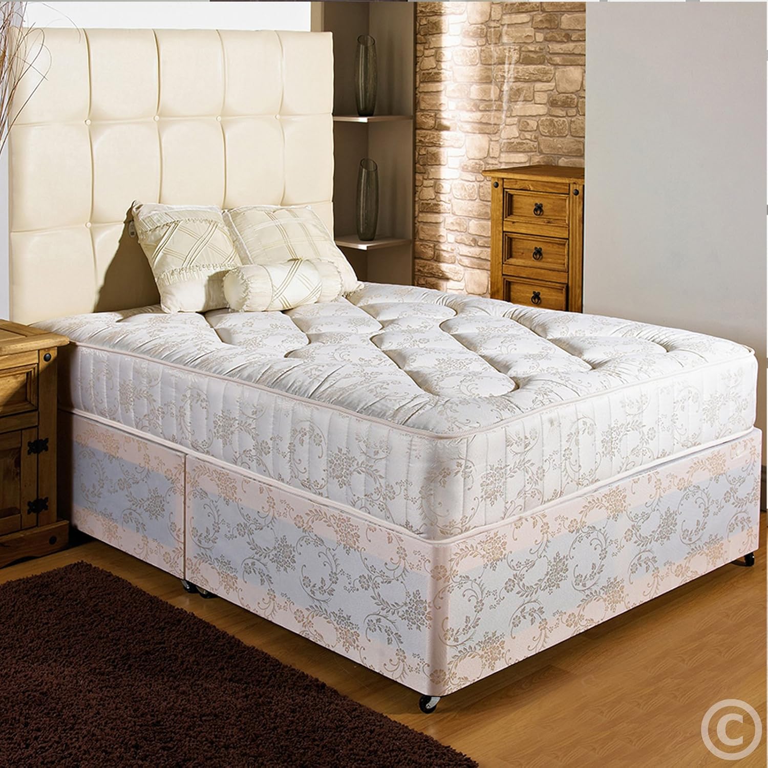 Hf4you New Ortho Firm Quilted Damask Divan Bed 4ft Small Double End