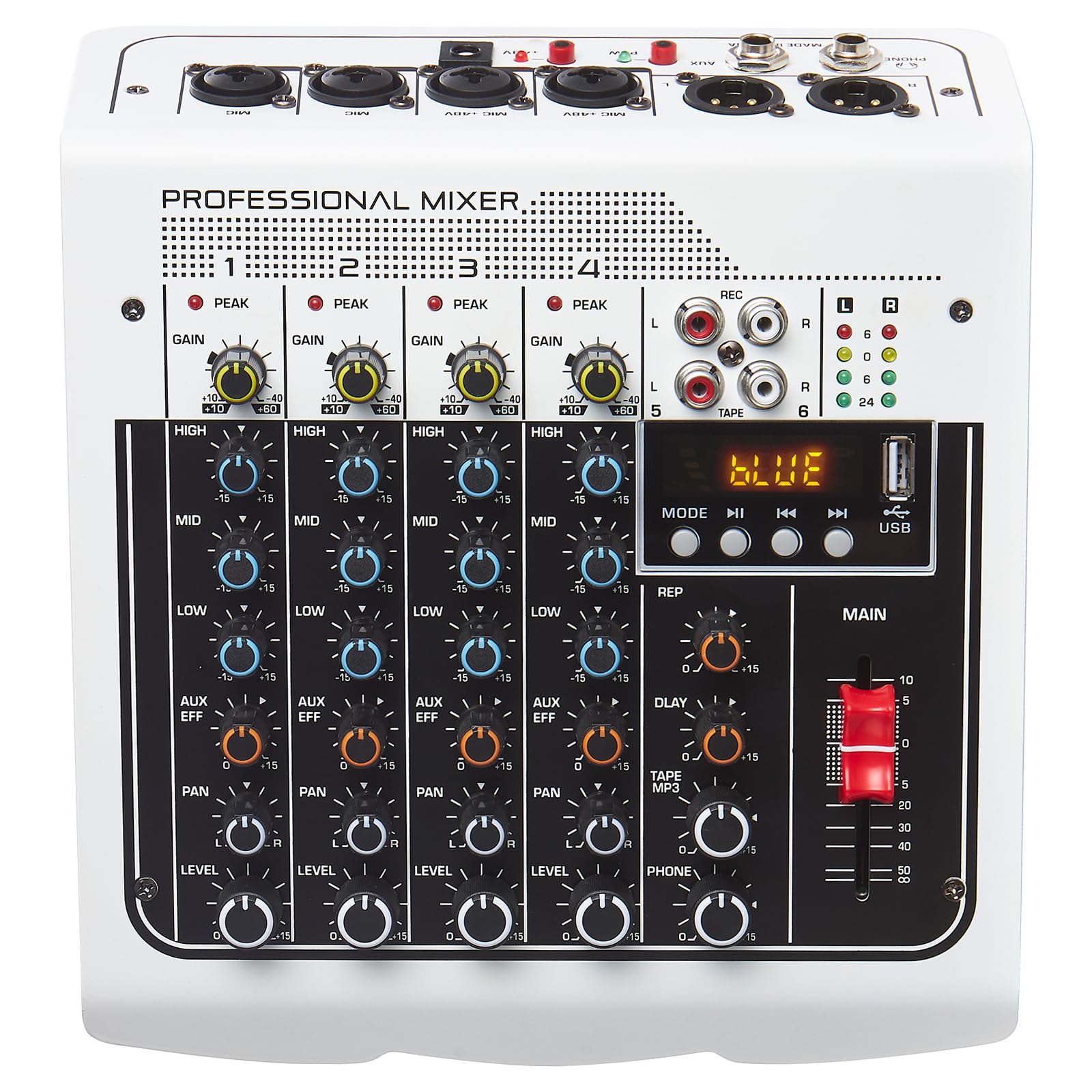 Audio Mixer 6 Channel DJ Mixer, Professional Sound Board Console with ...