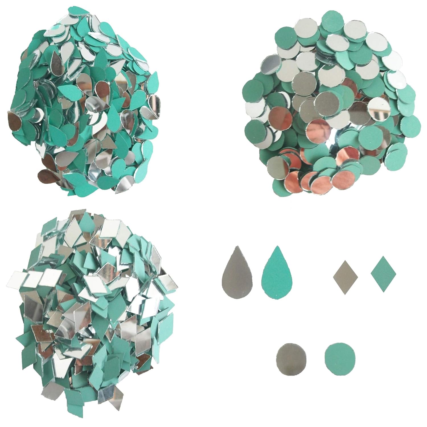 HGlass Round, Almond and Diamond Cut Mirror Beads Combo for Art and ...