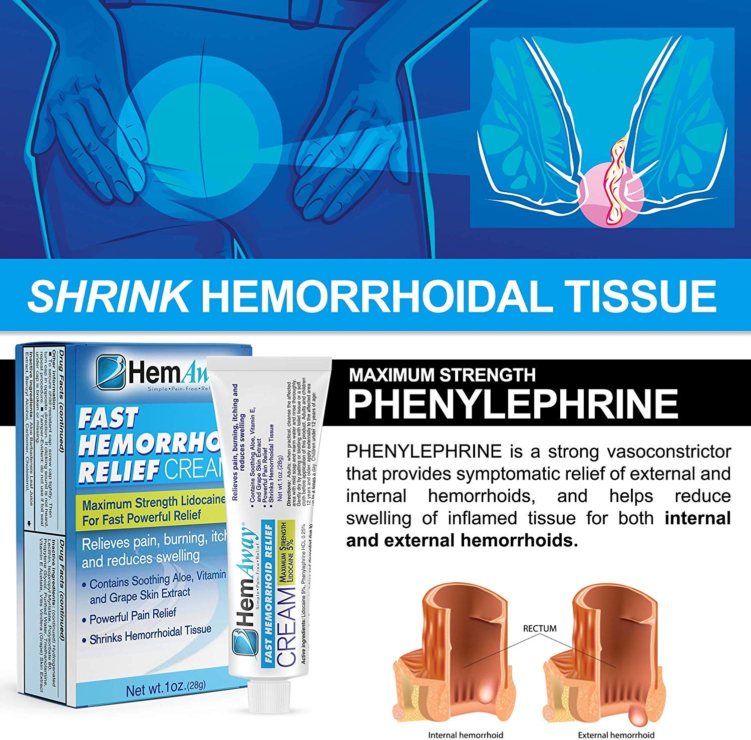 Mua HemAway Hemorrhoid Relief Cream, Patented hemorrhoid Cream with 5% ...