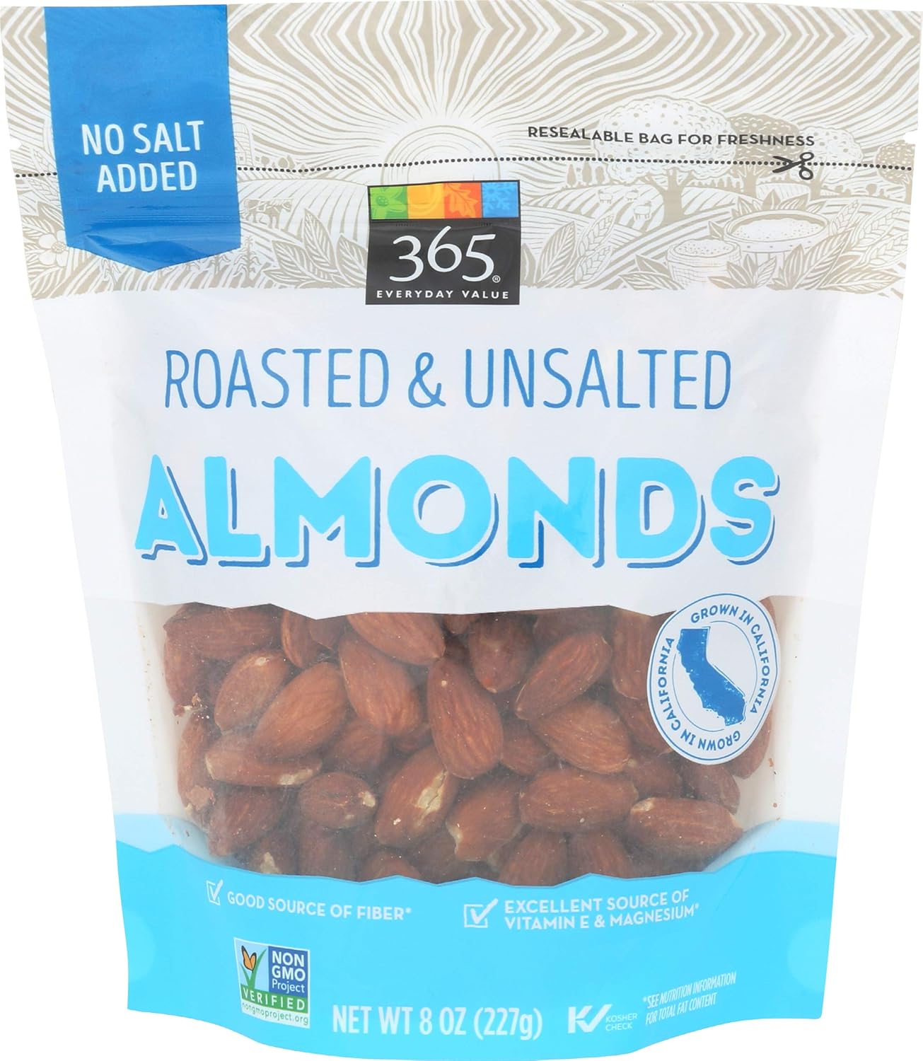 Amazon.com : 365 Everyday Value, Almonds, Roasted & Unsalted, 8 oz ...