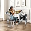 ZENY Drafting Table and Stool, Tilted Draft Table Desk w/Drawers ...