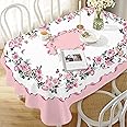 Amazon.com: Yighty Oval Rose Floral Tablecloth 60x84inch, Pink ...