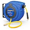 Goodyear Air Hose Reel Retractable 3/8" Inch x 50' Foot Hybrid Polymer Hose Max 300PSI ...