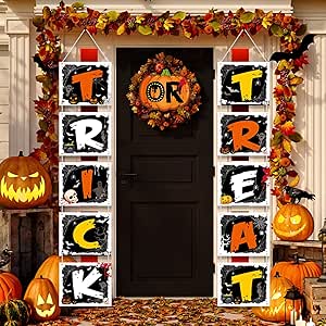 Amazon.com: Halloween Decoration Trick or Treat Banner Door Sign ...