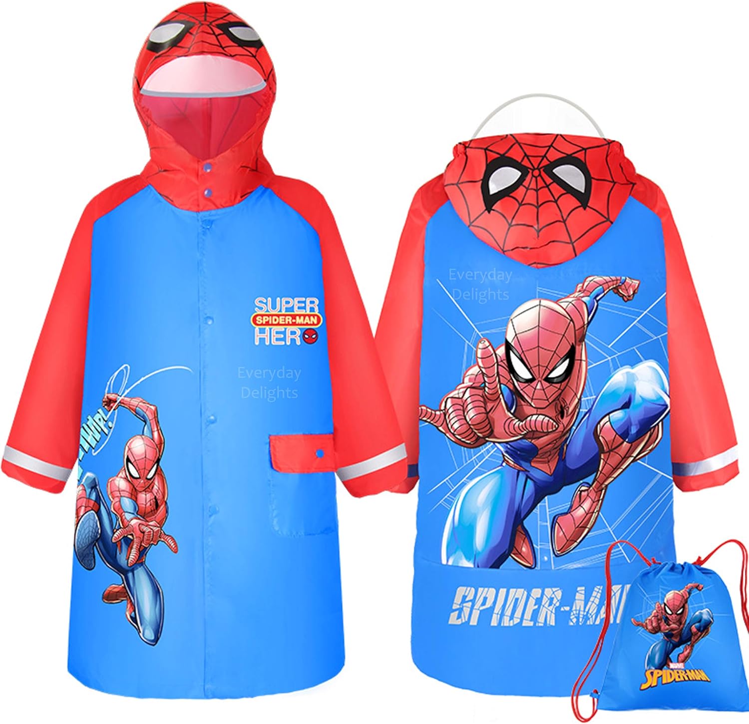 Amazon.com: Marvel Spider-Man Hooded Raincoat Rain Jacket Poncho ...