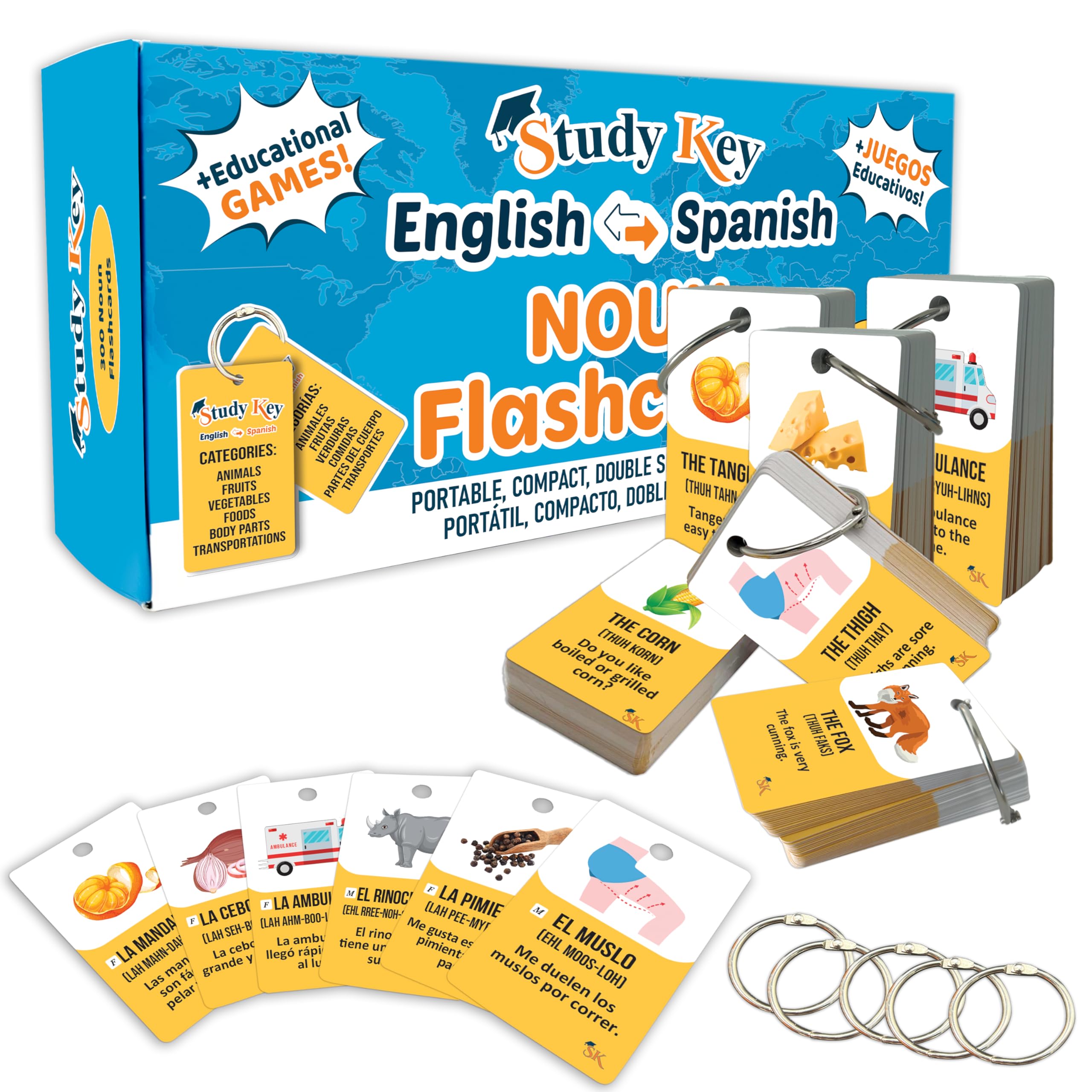 Mua English Spanish Flash Cards for Adults Beginner & Kids - 300 ...