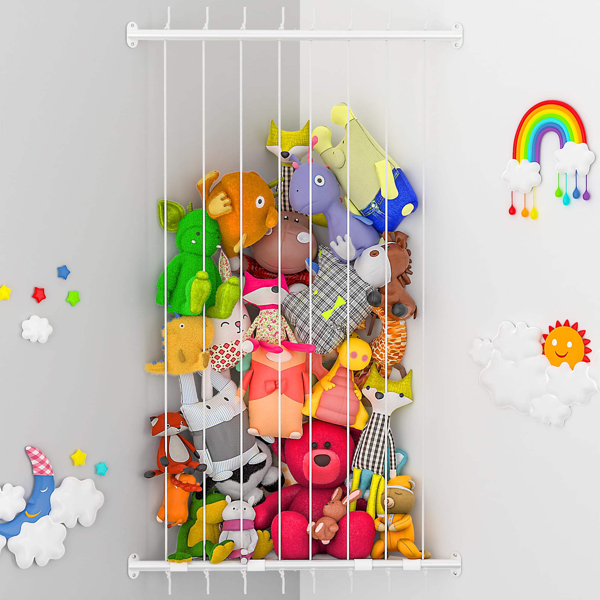 Stuffed Animal Storage Wall, Corner Plush Toys Holder with Star Pattern ...