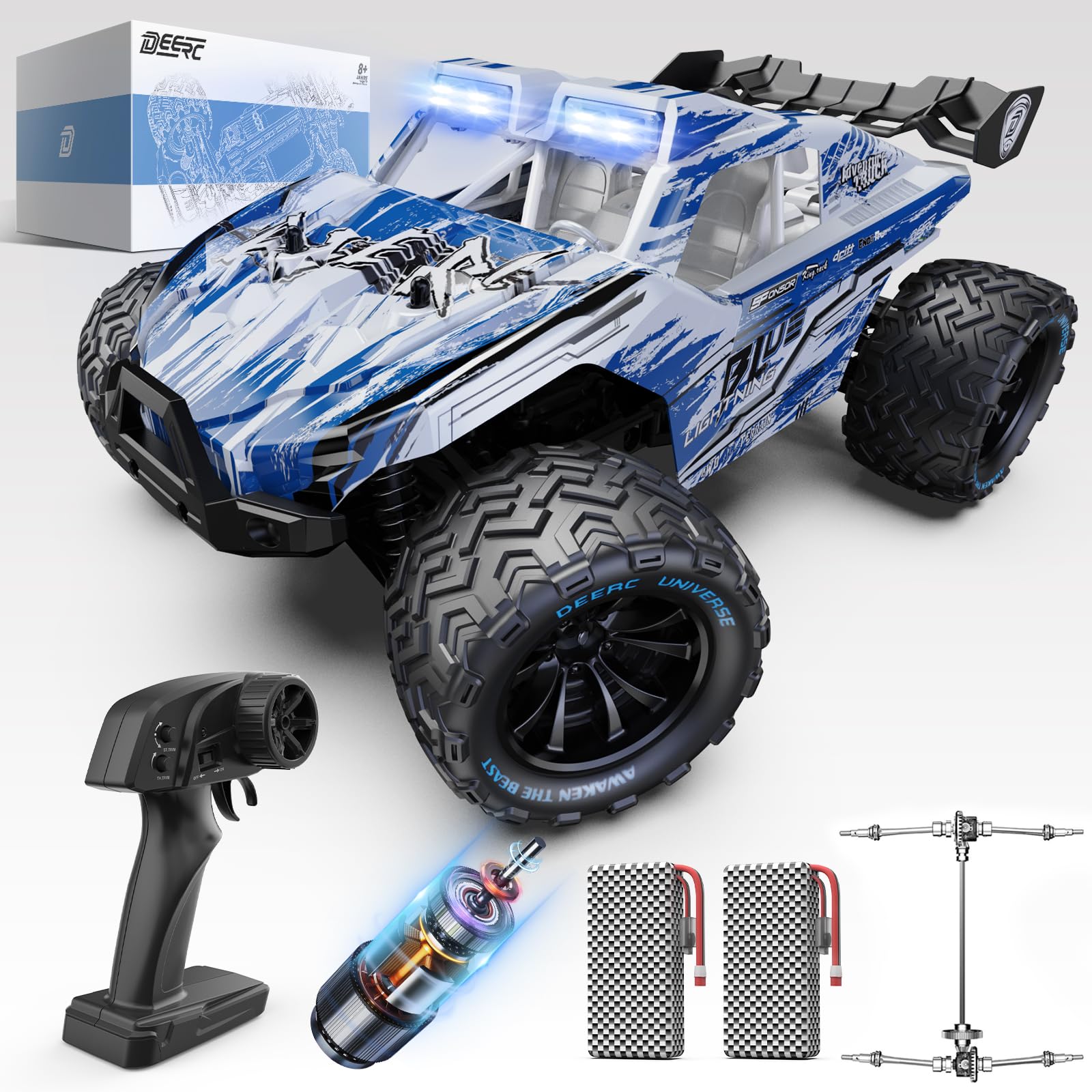 DEERC 1:14 All Terrain RC Cars, 40KPH High Speed Off Road RC Truck,4WD ...