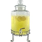 Amazon.com | 2 Gallon Glass Beverage Dispenser with Stand and Lid, 18/8 ...