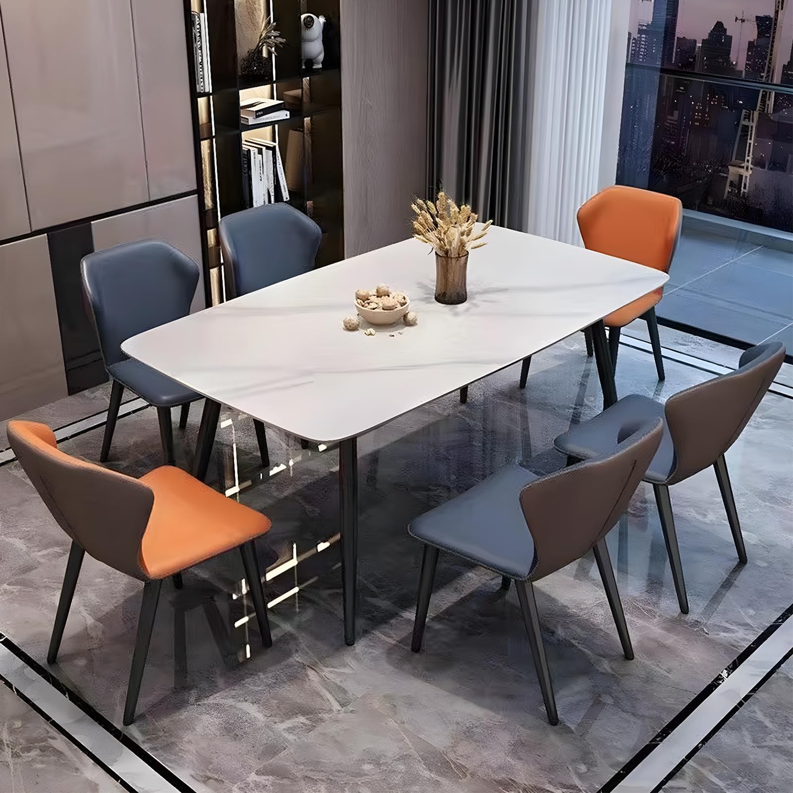 DEYEGELEA 48 Inch Sintered Stone Dining Table, Modern Rectangular Table ...