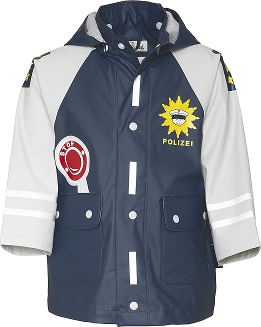 Playshoes Boys Waterproof Police Raincoat, Blue (Original), 12-18 ...