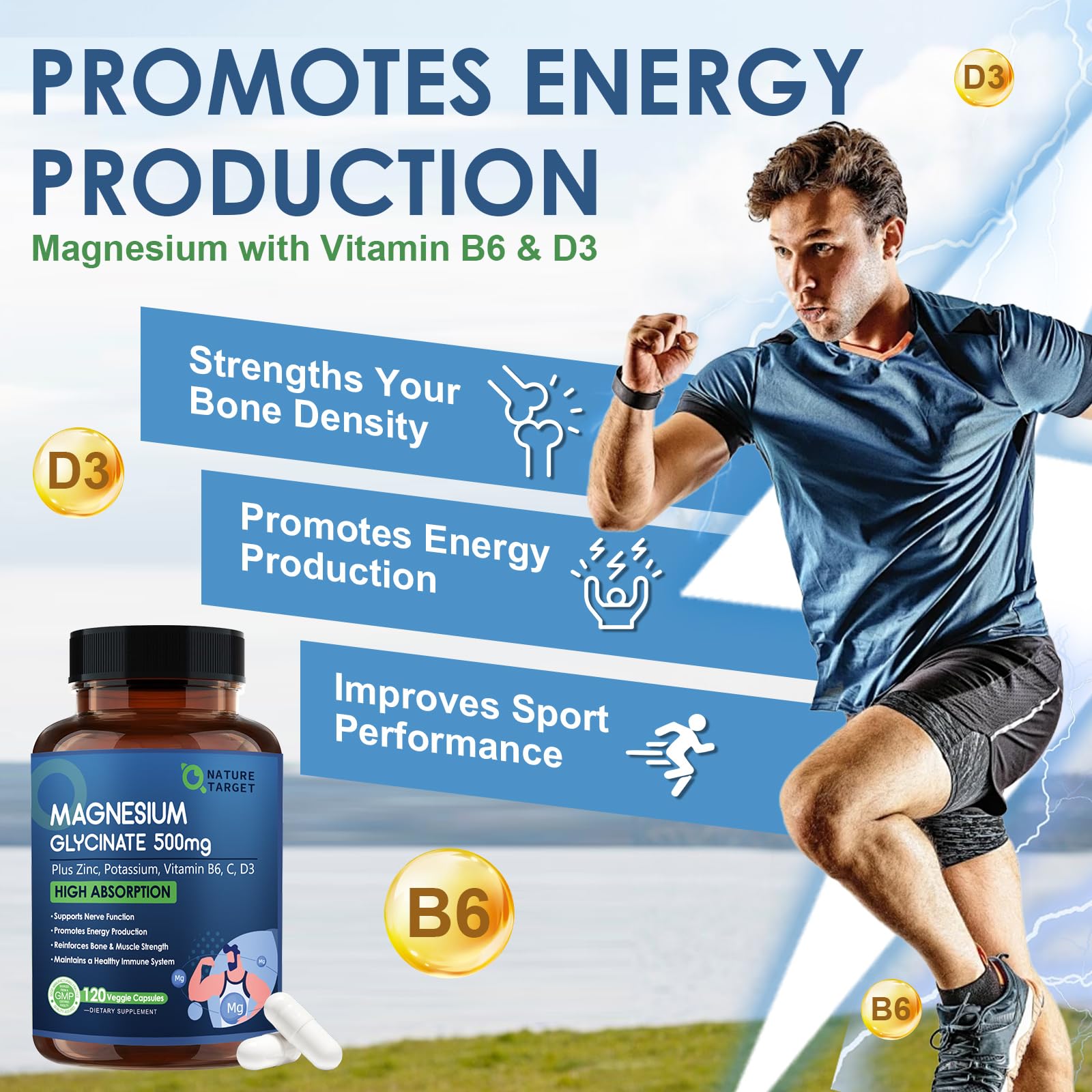 Mua NATURE TARGET Magnesium Glycinate 500mg, Chelated Magnesium with ...