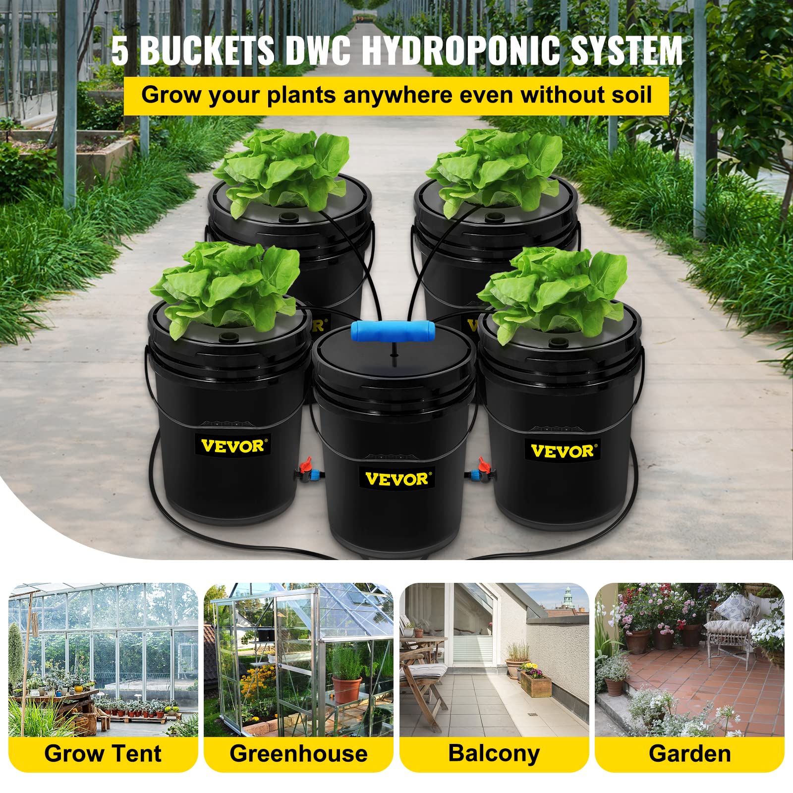 Mua VEVOR DWC Hydroponic System, 5 Gallon 5 Buckets, Deep Water Culture ...