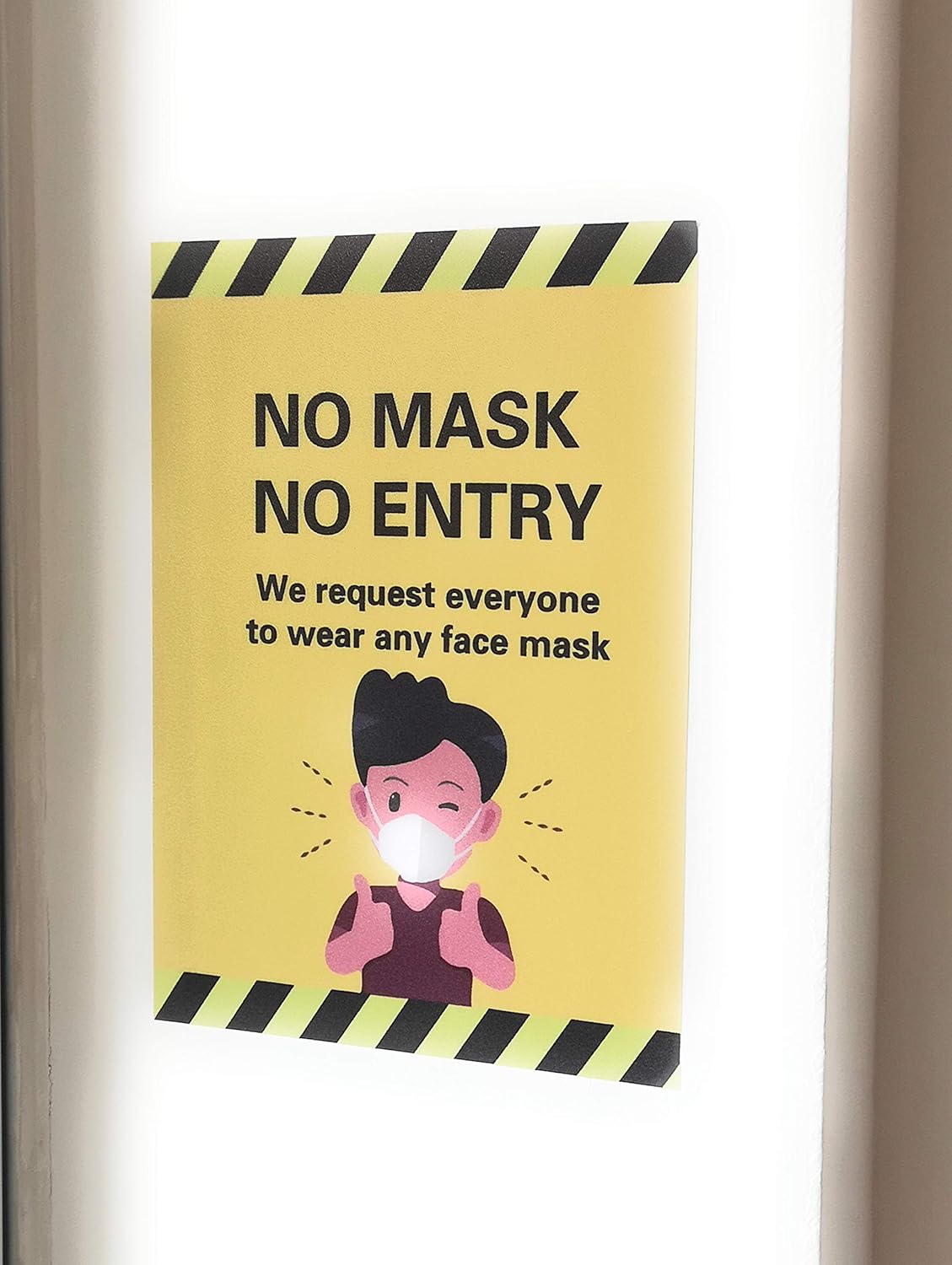 No Mask No Entry, Social Distancing Sign Notice Warning for Shop ...