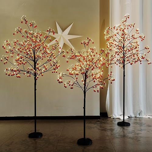 LUSHARBOR Lighted Tree 3FT 176 LED Lights Artificial Twig Tree, Warm ...