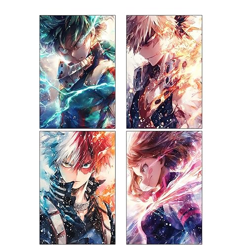 ELSARBEINA 4Pc Anime My Hero Poster Unframe MHA poster 8 x 12 inches ...