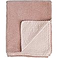 Amazon.com: Creative Co-Op Cotton Velvet Kantha Stitch, Peach Throw ...