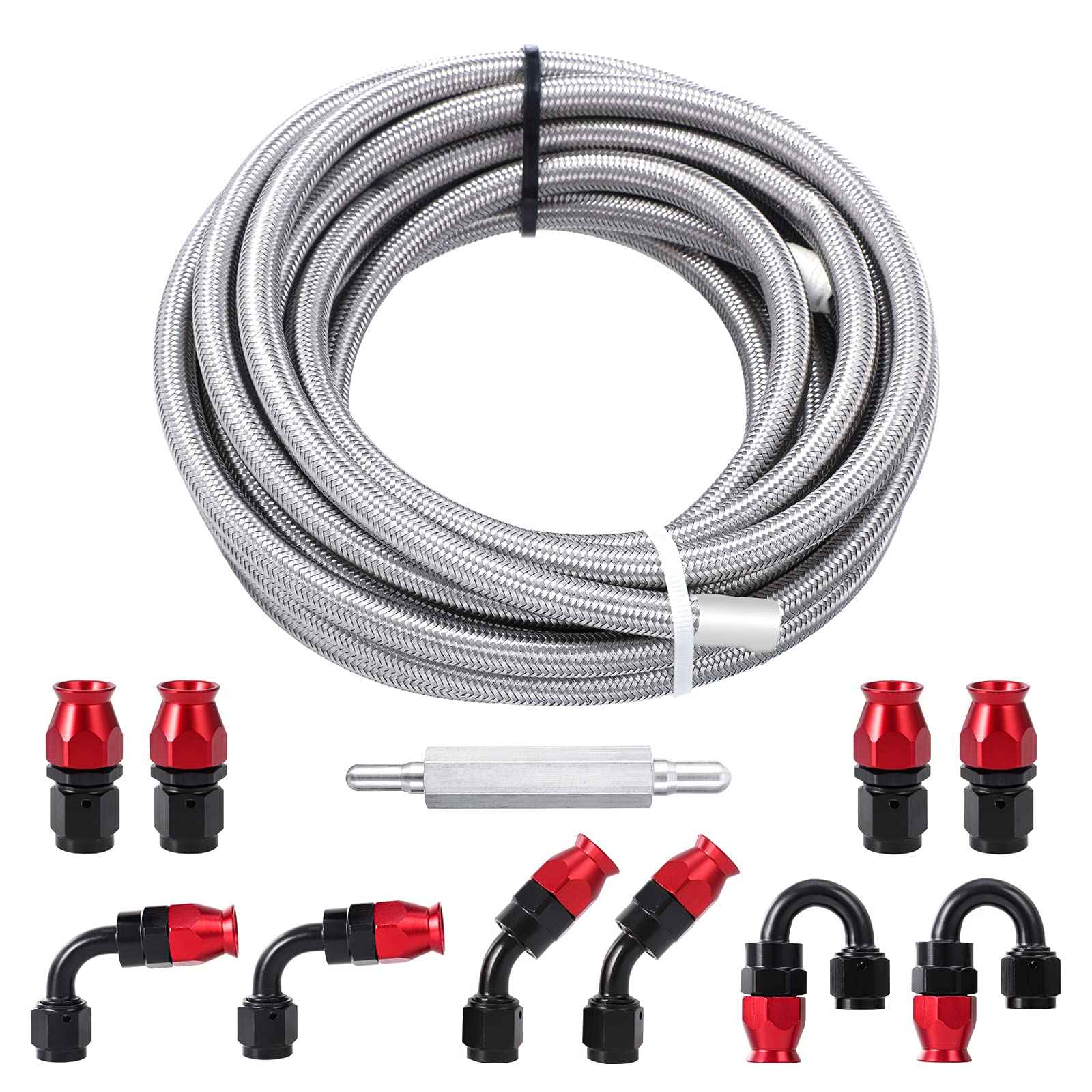 6AN 3/8" PTFE Fuel Hose 20FT Fuel line Kit EFI LS Fuel Injection line ...