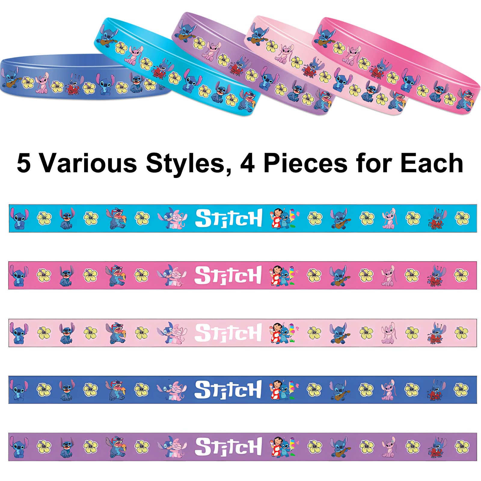 Mua 20 PCS Stitch Silicone Wristbands Bracelets Stitch Party Favors for ...