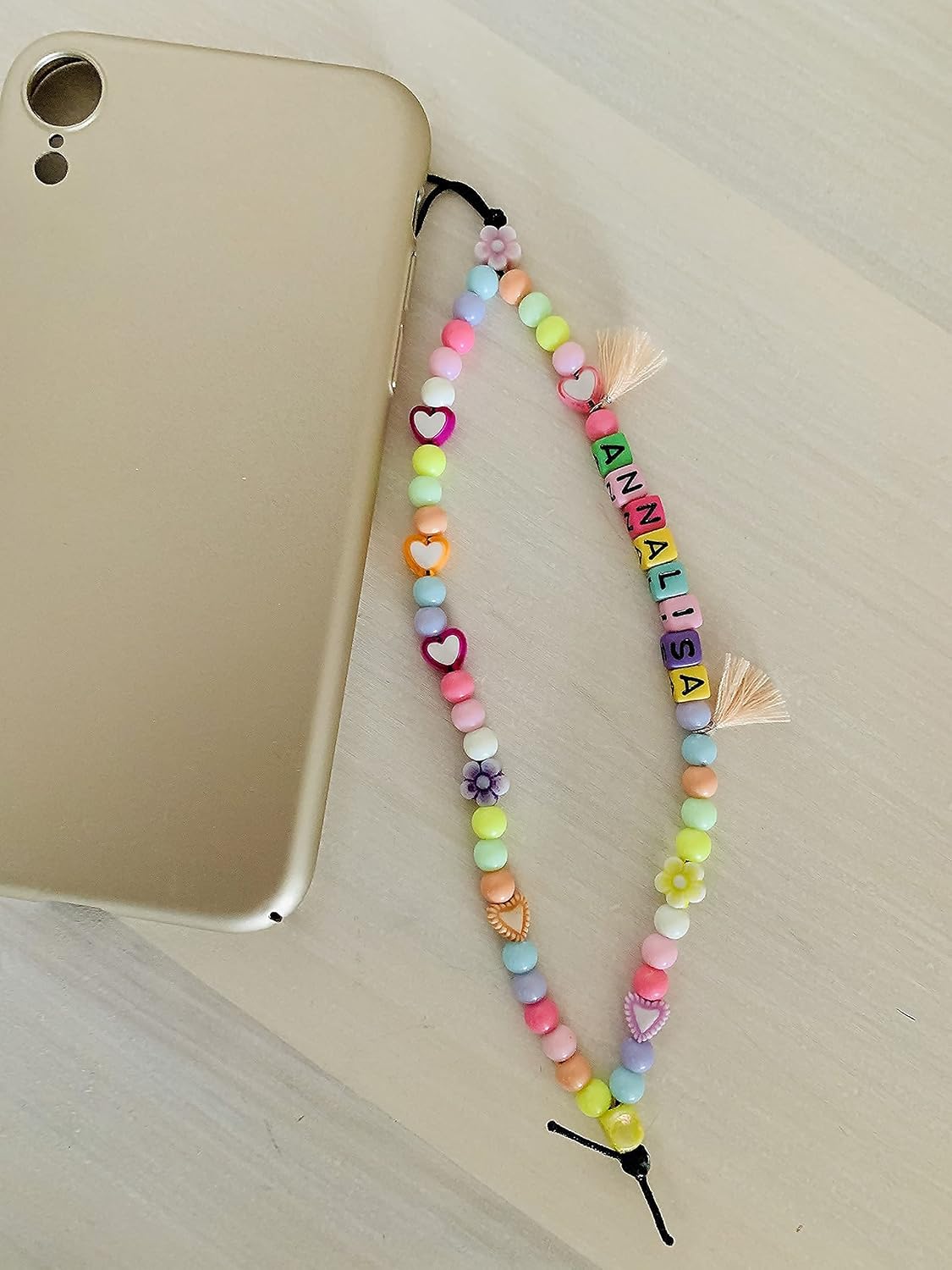 Phone strap perline charm Nali, personalizzato con lettere e nome ...