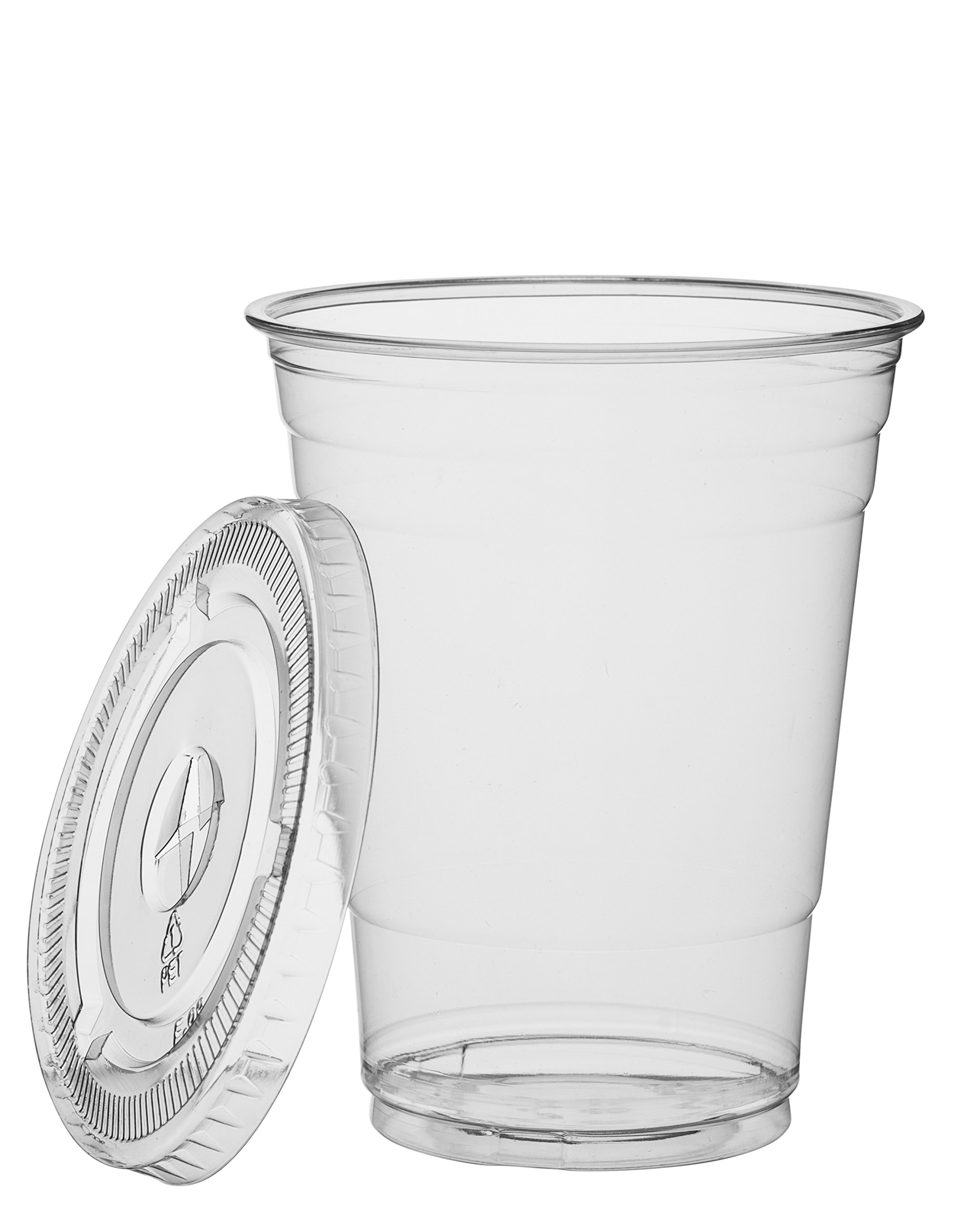 Clear Plastic Cups With Lids 16 Oz 50 Pack PET Cold Smoothie Cups