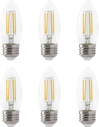 LED B10 4.5W Torpedo Filament Chandelier Light Bulb, 60W Equivalent ...