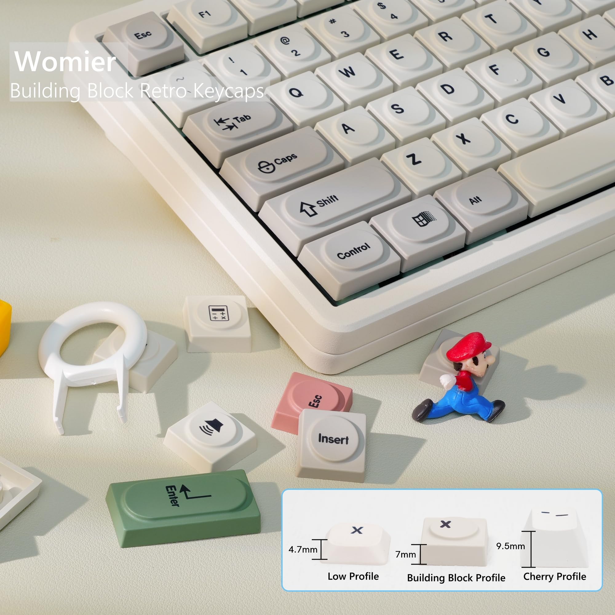 Mua Womier Retro Keycaps, PBT Keycaps 60 65 75 100 Percent, Building ...