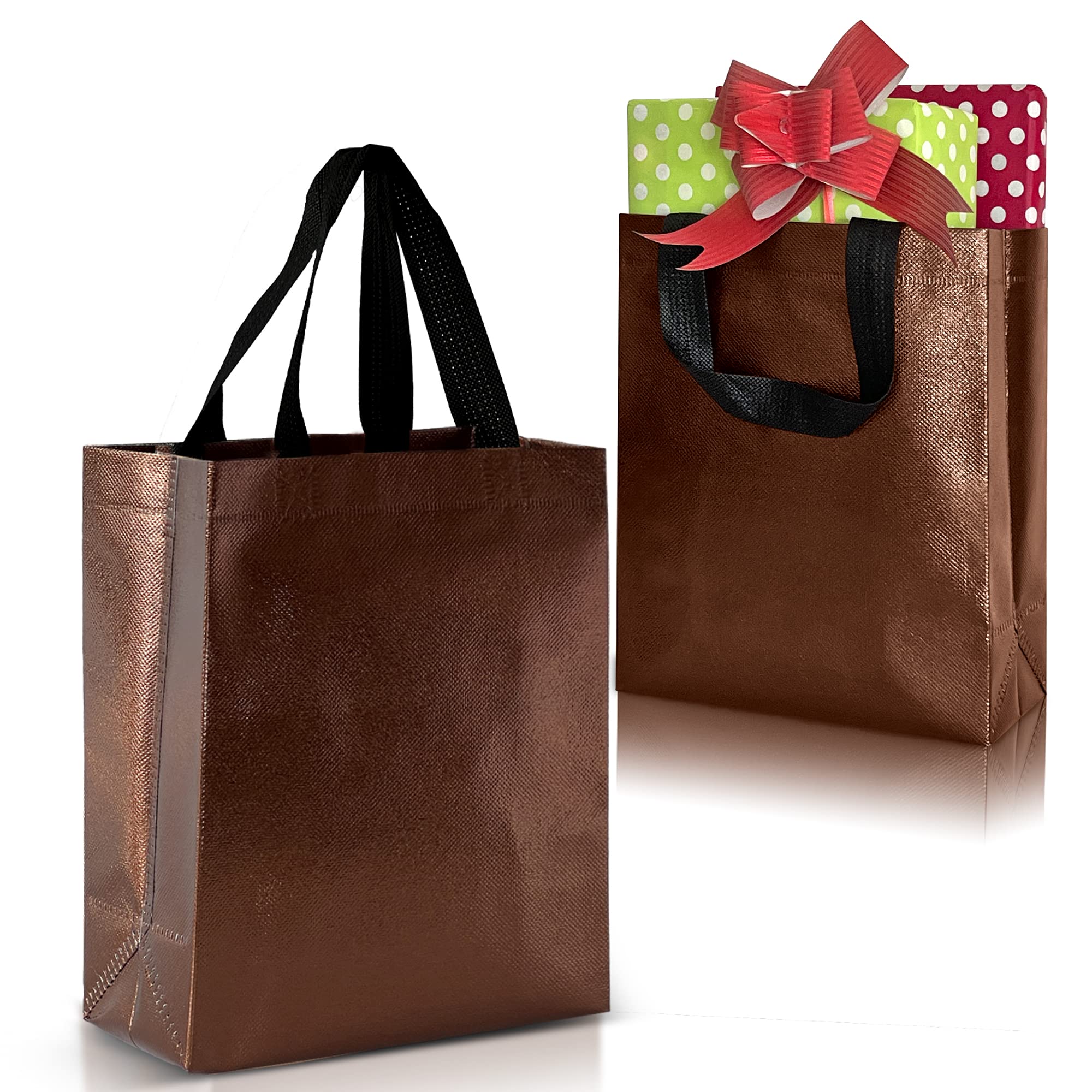 Nush Nush Chocolate Gift Bags - Set of 12 Reusable Brown Gift Bags ...