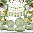 Amazon.com: 192 Pcs Sage Green Birthday Party Decorations - Sage Green ...