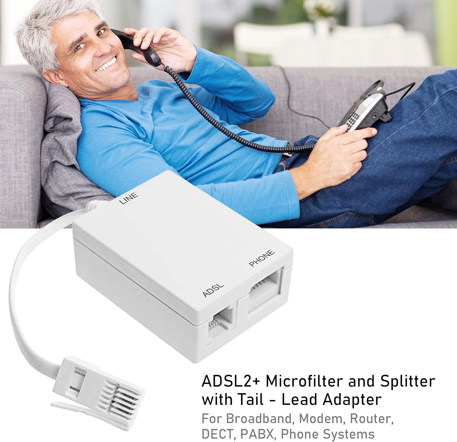 Dynamode ADSL2+ Microfilter and Splitter – Lead Adapter For Broadband ...