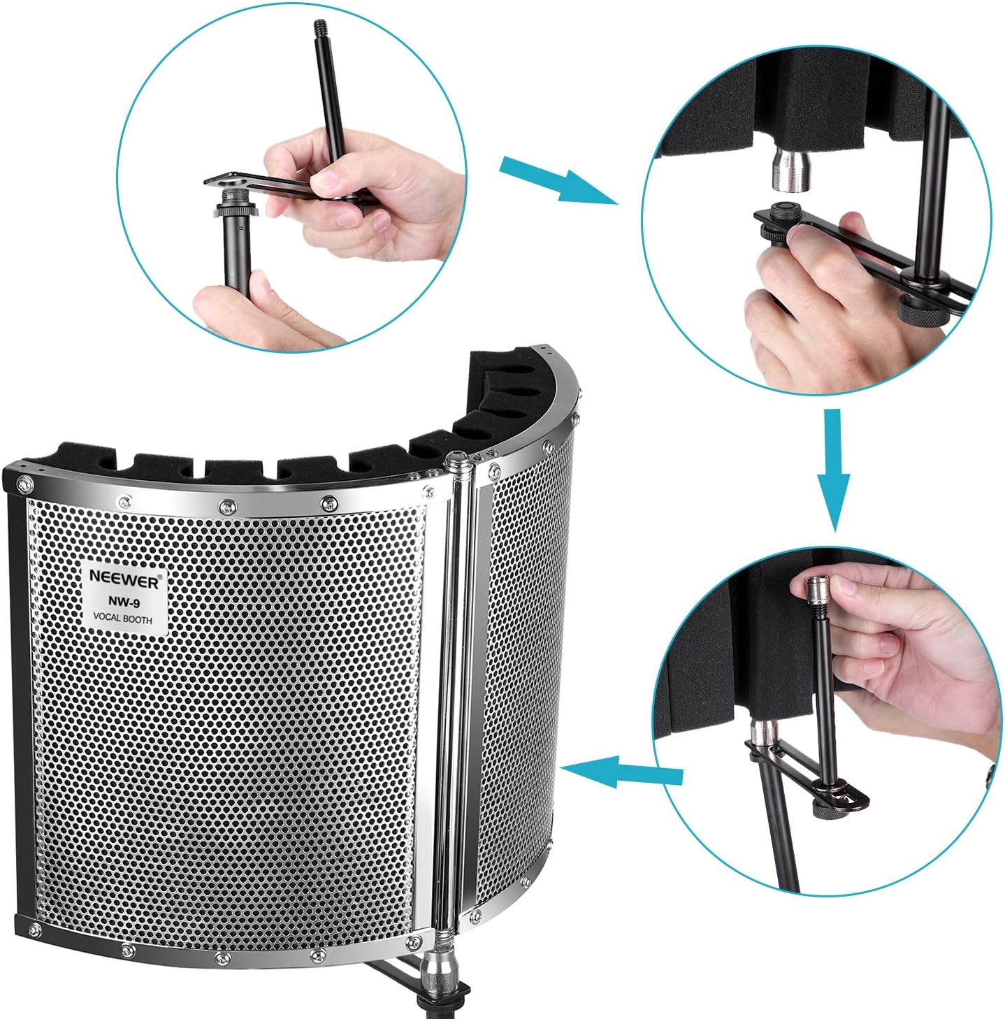 Neewer® Foldable Microphone Acoustic Isolation Shield with Lightweight ...