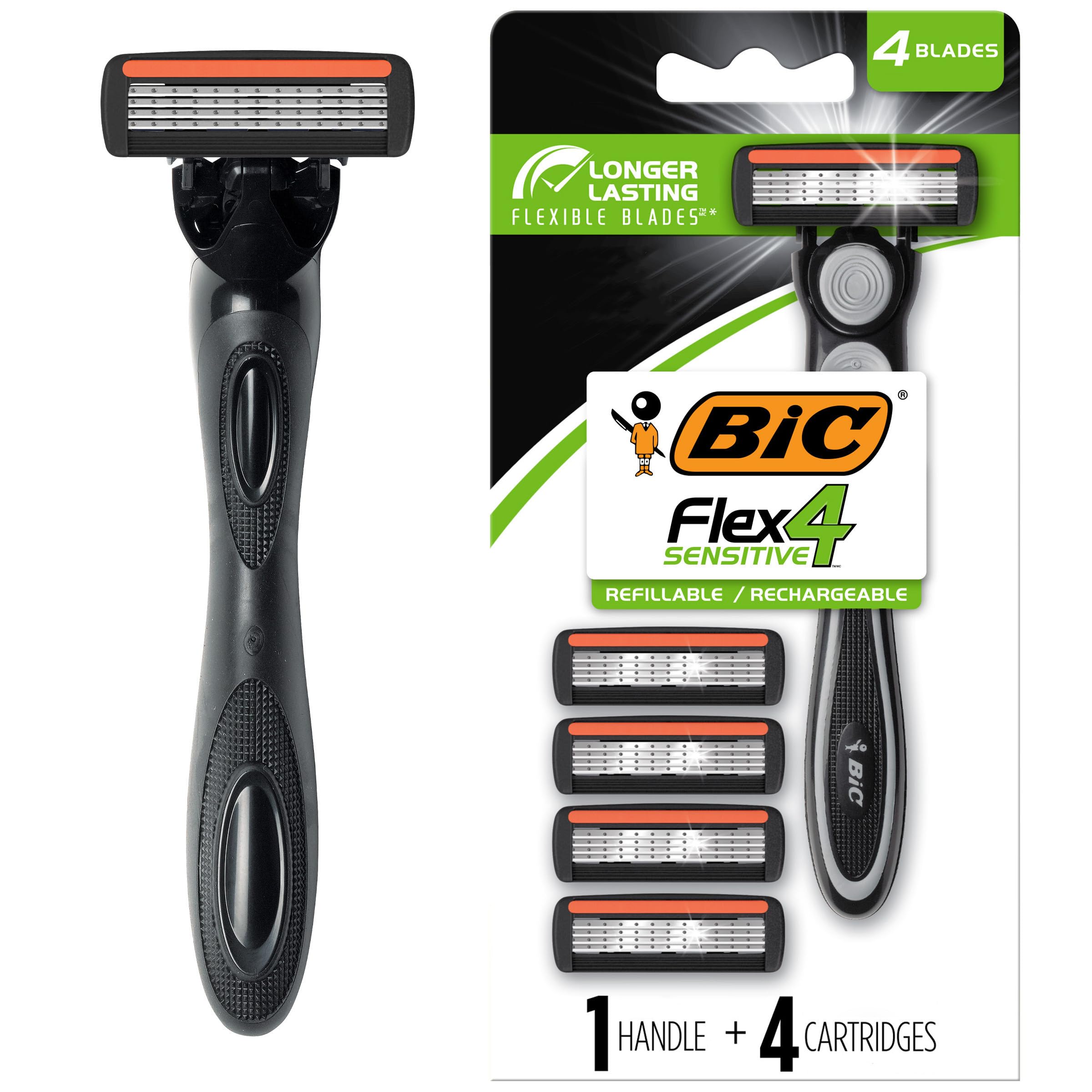 Mua BIC Flex 4 Refillable Razors for Men, Long-Lasting 4 Blade Razors ...