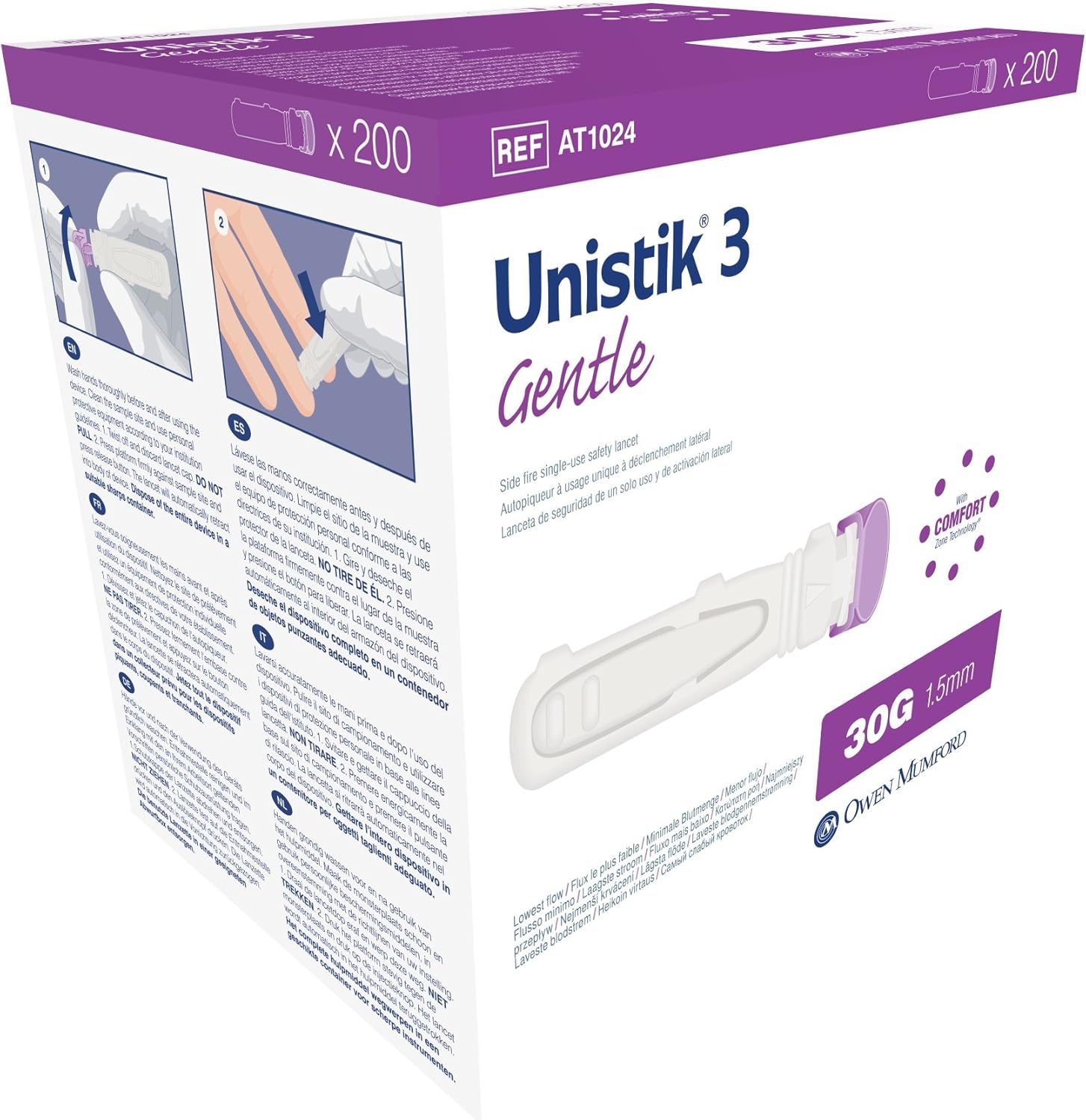 Amazon.com: Owen Mumford Unistik 3 Gentle Single Use Safety Lancets ...