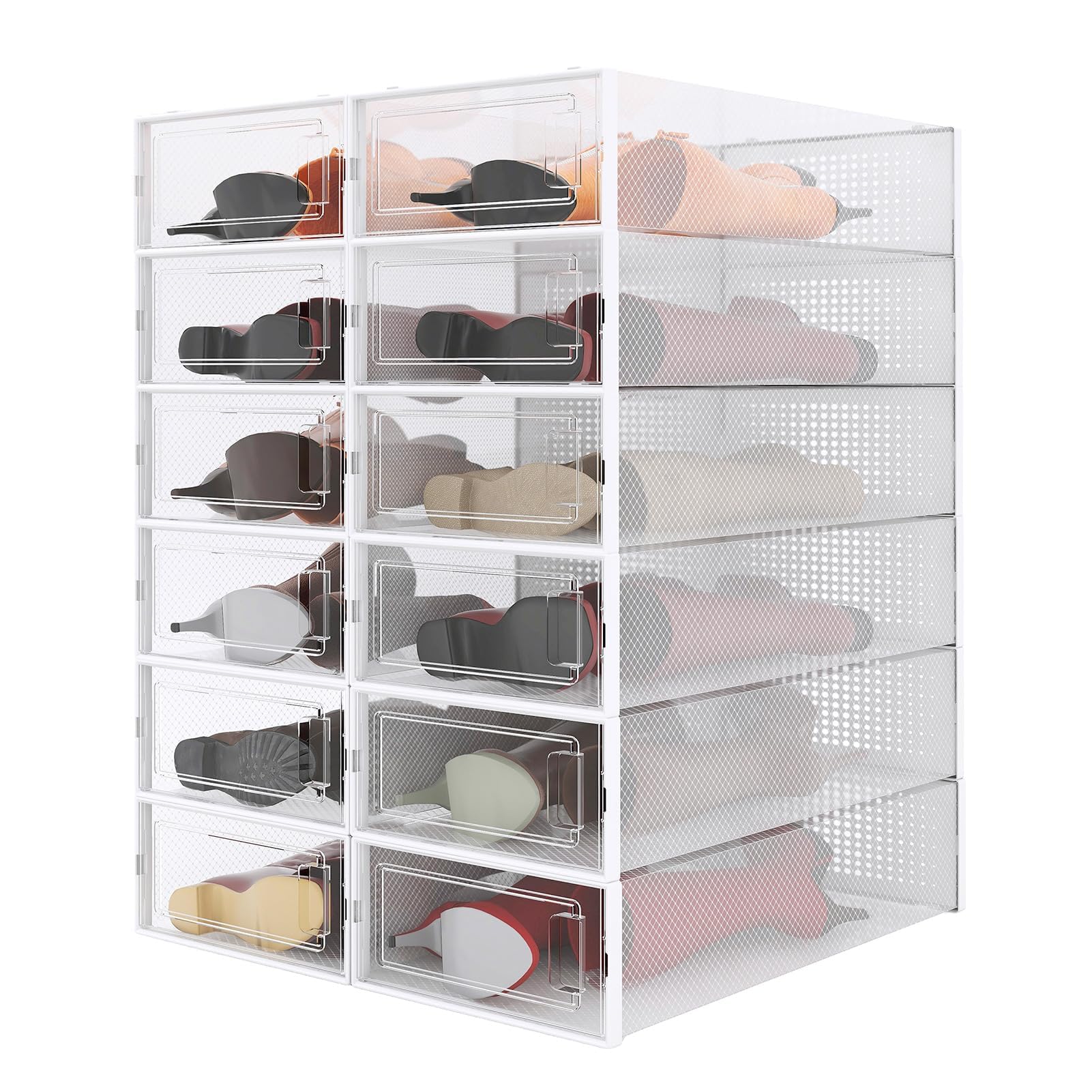 PARANTA 12-Piece Extra Large Boot and Shoe Storage Boxes, Stackable ...