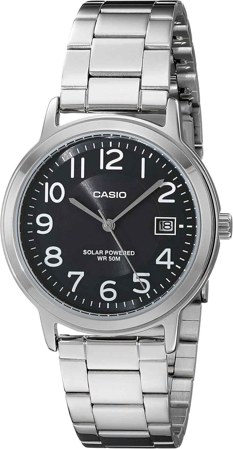 Casio MTPS100D 1BV Men s Solar Easy Reader Analog Watch Amazon ca Watches