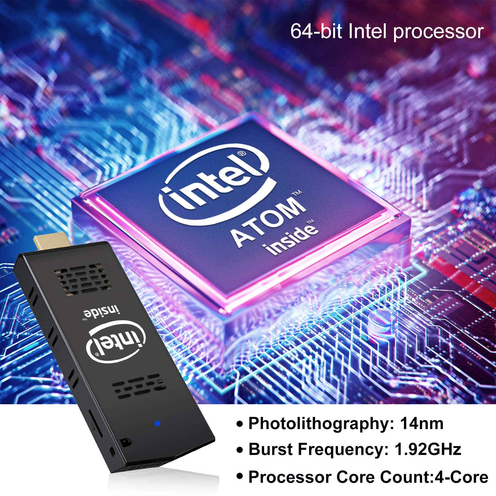 PC Stick Mini Computer Stick 128GB ROM 4GB RAM With Intel Atom Z8350 ...