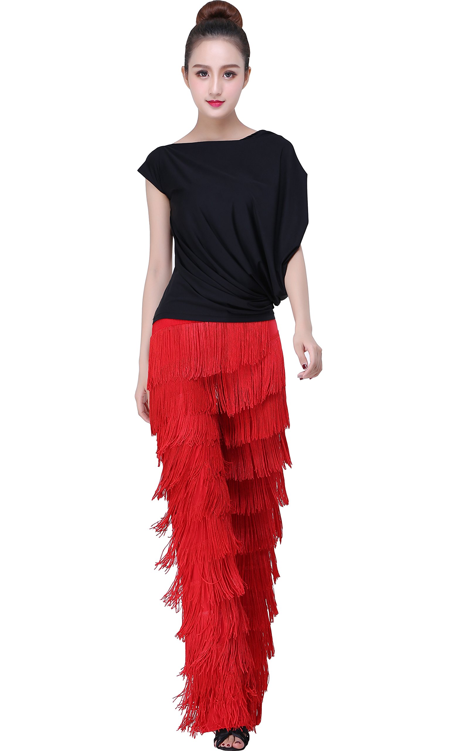 Women's Tassels Fringe Pants Ballroom Latin Tango Salsa Dancing Pants ...