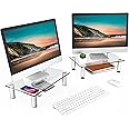 Amazon.com: FITUEYES 2 Pack Monitor Stand –Adjustable Glass Computer ...