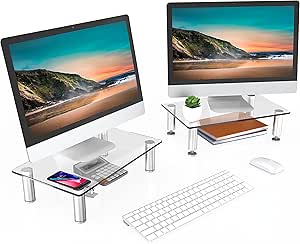 Amazon.com: FITUEYES Monitor Stand –Adjustable Glass Computer Monitor ...