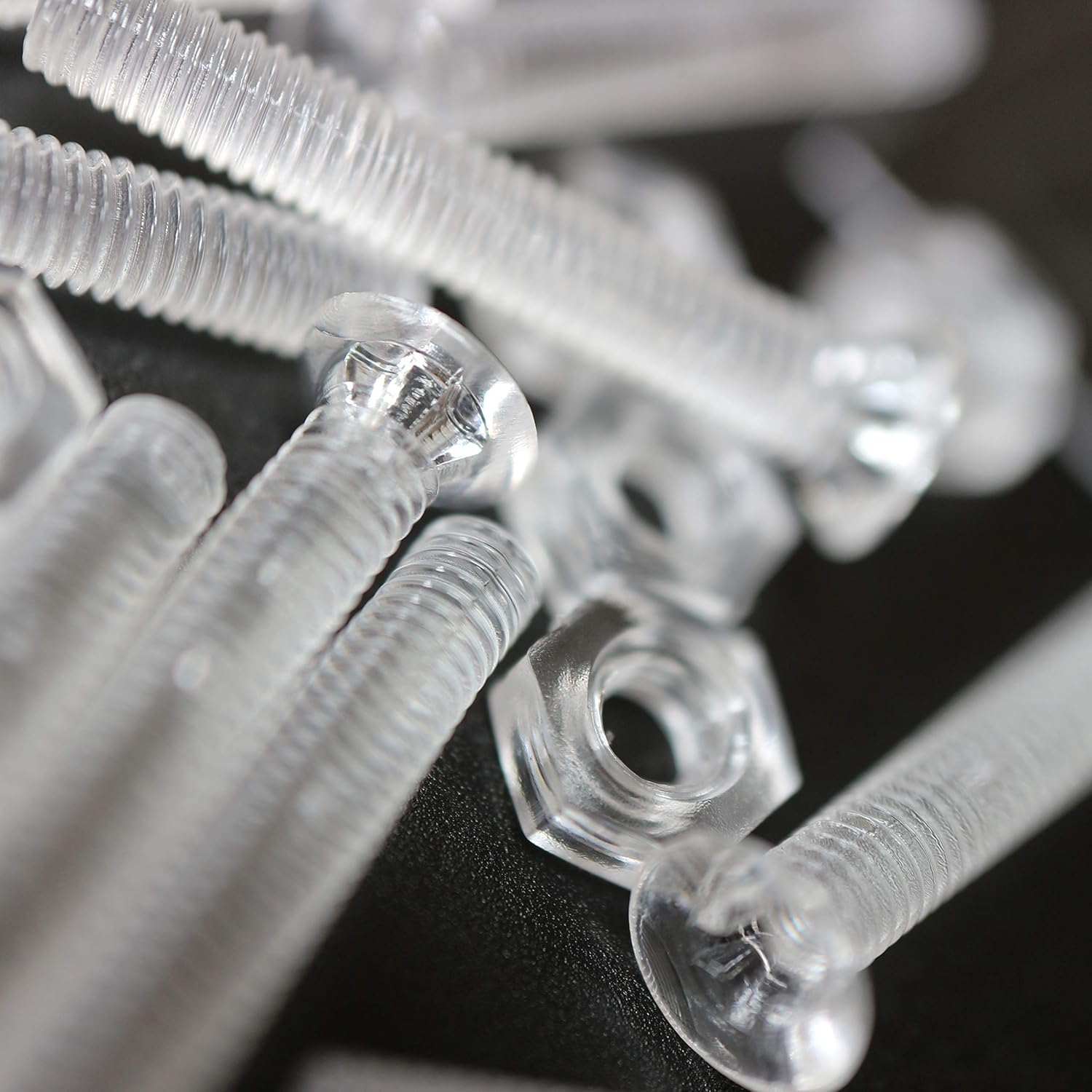 50 x Crosshead Countersunk Screws Nuts and Bolts, Transparent Clear ...