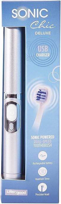 SONIC Chic DELUXE Rechargeable Travel Toothbrush, Silver: Amazon.co.uk ...