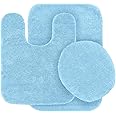 Amazon.com: 3 pc Solid Light Blue Bathroom Rug Set Bath Mats Bath Set ...