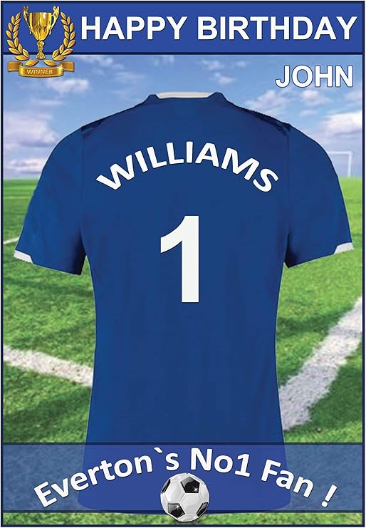 Personalised Everton Jersey Football Birthday Card (19-20): Amazon.co ...