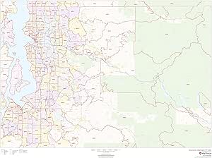 Amazon.com : King County, Washington Zip Codes - 48" x 36" Paper Wall Map : Office Products