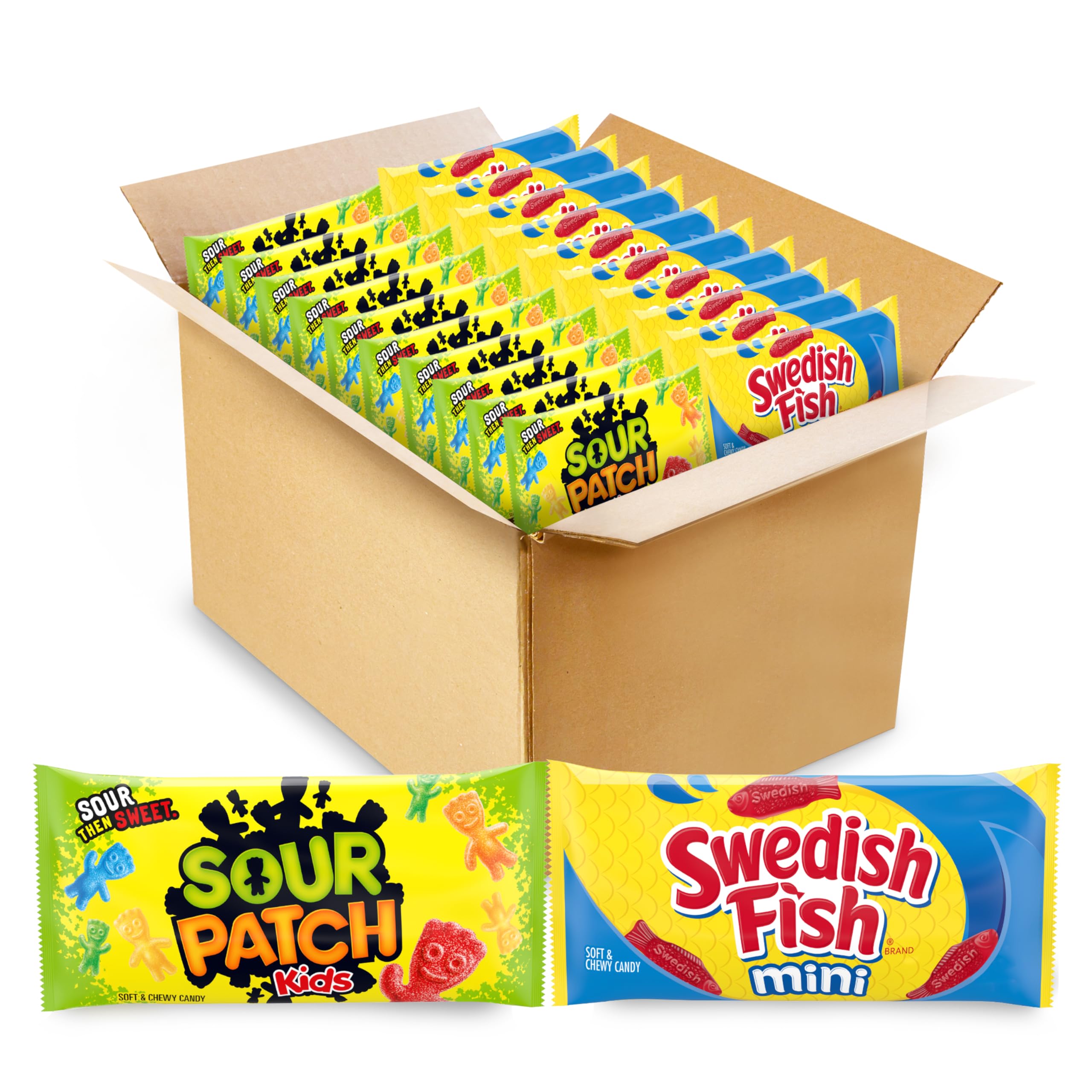 SOUR PATCH KIDS and SWEDISH FISH Mini Soft & Chewy Candy Variety Pack ...