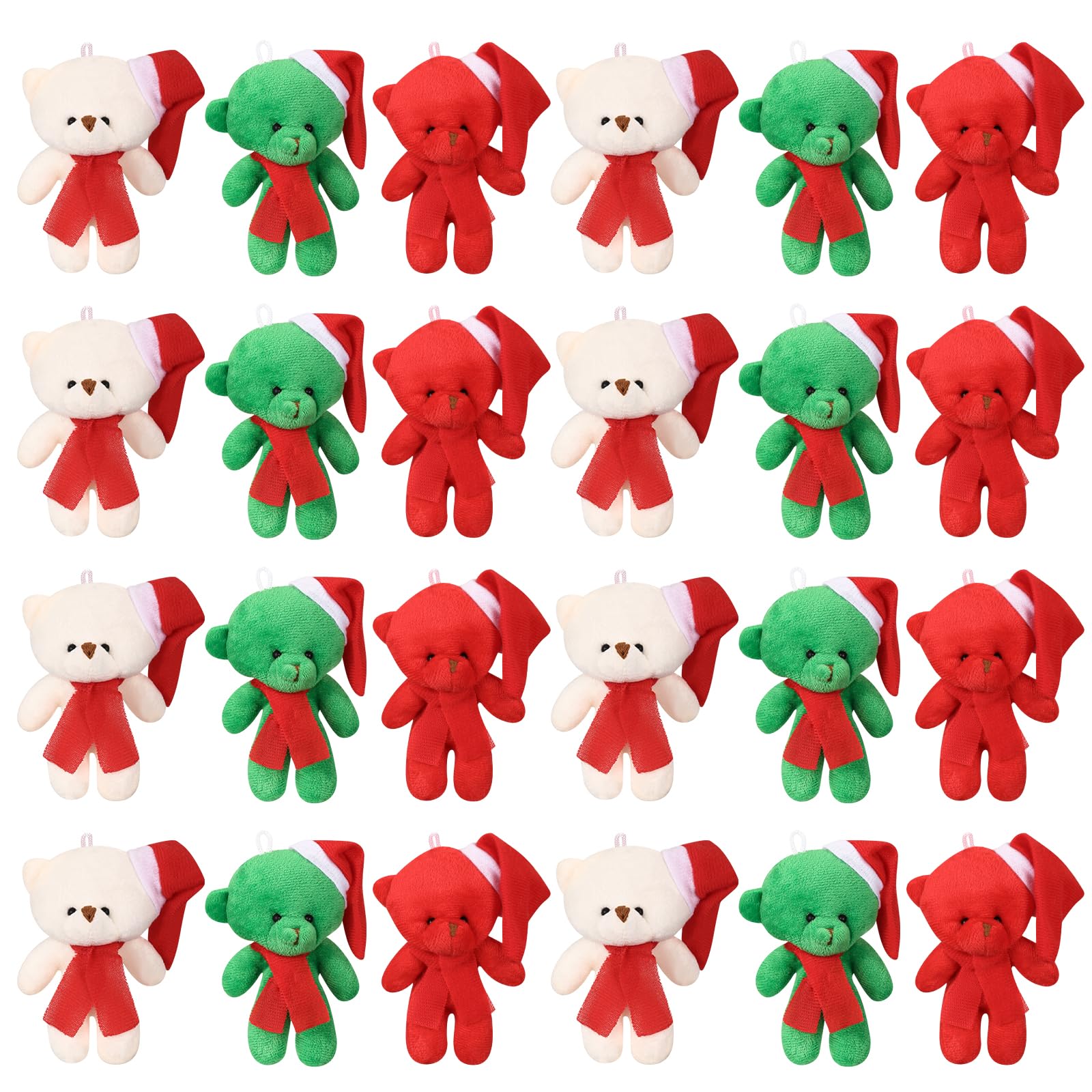 Blueweenly 24 Pcs Christmas Small Stuffed Bear 4.5 Inch Mini Plush Bear ...